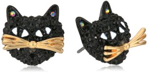 betsey johnson pave cat stud earring