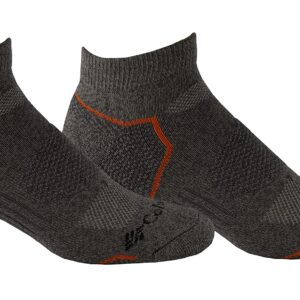 Columbia Men's 2 Pack Balance Point Walking Low Cut Socks, Dark Grey/Orange, Shoe Size 6-12