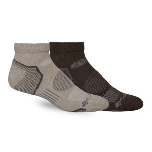 Columbia Men's 2 Pack Balance Point Walking Low Cut Socks, Khaki/Brown, Shoe Size 6-12