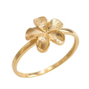 dainty 10k yellow gold hawaiian plumeria flower ring (size 11)