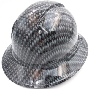 Wet Works Imaging Customized Pyramex Full Brim Metal Weave Carbon Fiber Hard Hat with Ratcheting Suspension