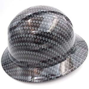 Wet Works Imaging Customized Pyramex Full Brim Metal Weave Carbon Fiber Hard Hat with Ratcheting Suspension