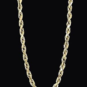 Yellow Gold Diamond Cut Rope Chain Real Solid 14k 18" to 26", 4.0mm (20)