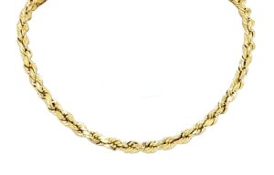 yellow gold diamond cut rope chain real solid 14k 18" to 26", 4.0mm (20)