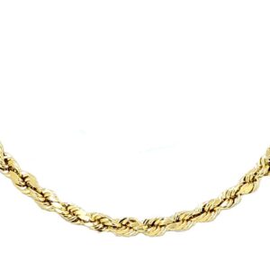 Yellow Gold Diamond Cut Rope Chain Real Solid 14k 18" to 26", 4.0mm (20)