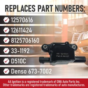 Ignition Coil Pack - Replaces 12570616, D510C - Compatible with Chevrolet, GMC, Cadillac 5.3L, 6.0L V8 & More - G8, Grand Prix, H3, Tahoe, Yukon, Silverado, Impala, Envoy, Trailblazer