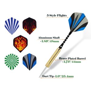 Wolftop 15 Pack Steel Tip Darts 18 Grams, Professional Darts Metal Tip Set with Aluminum Shafts, Standard Flights, Rubber O'Rings and Extra Dart Sharpener