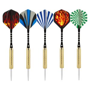 Wolftop 15 Pack Steel Tip Darts 18 Grams, Professional Darts Metal Tip Set with Aluminum Shafts, Standard Flights, Rubber O'Rings and Extra Dart Sharpener