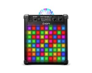 ion audio party rocker max - 100w portable wireless bluetooth speaker and karaoke centre with rechargeable battery, party light display and microphone