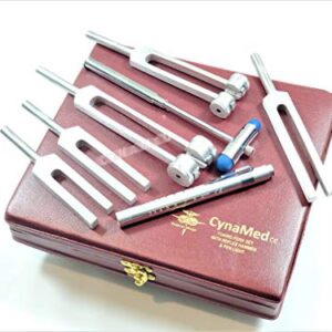 New Set of 6 Tuning Fork Set Medical Surgical Chiropractic Physical Diagnostic Instruments Plus Pen Light in a Beautiful Carrying CASE