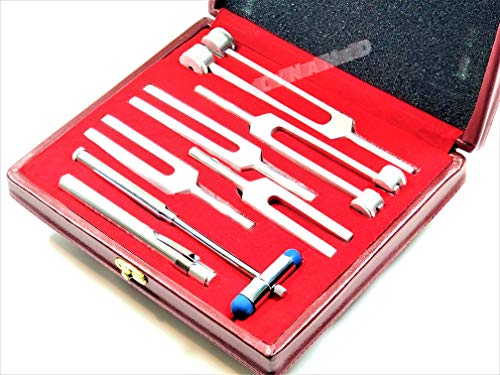 New Set of 6 Tuning Fork Set Medical Surgical Chiropractic Physical Diagnostic Instruments Plus Pen Light in a Beautiful Carrying CASE