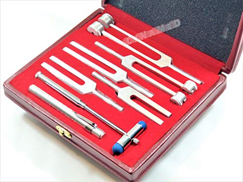 New Set of 6 Tuning Fork Set Medical Surgical Chiropractic Physical Diagnostic Instruments Plus Pen Light in a Beautiful Carrying CASE