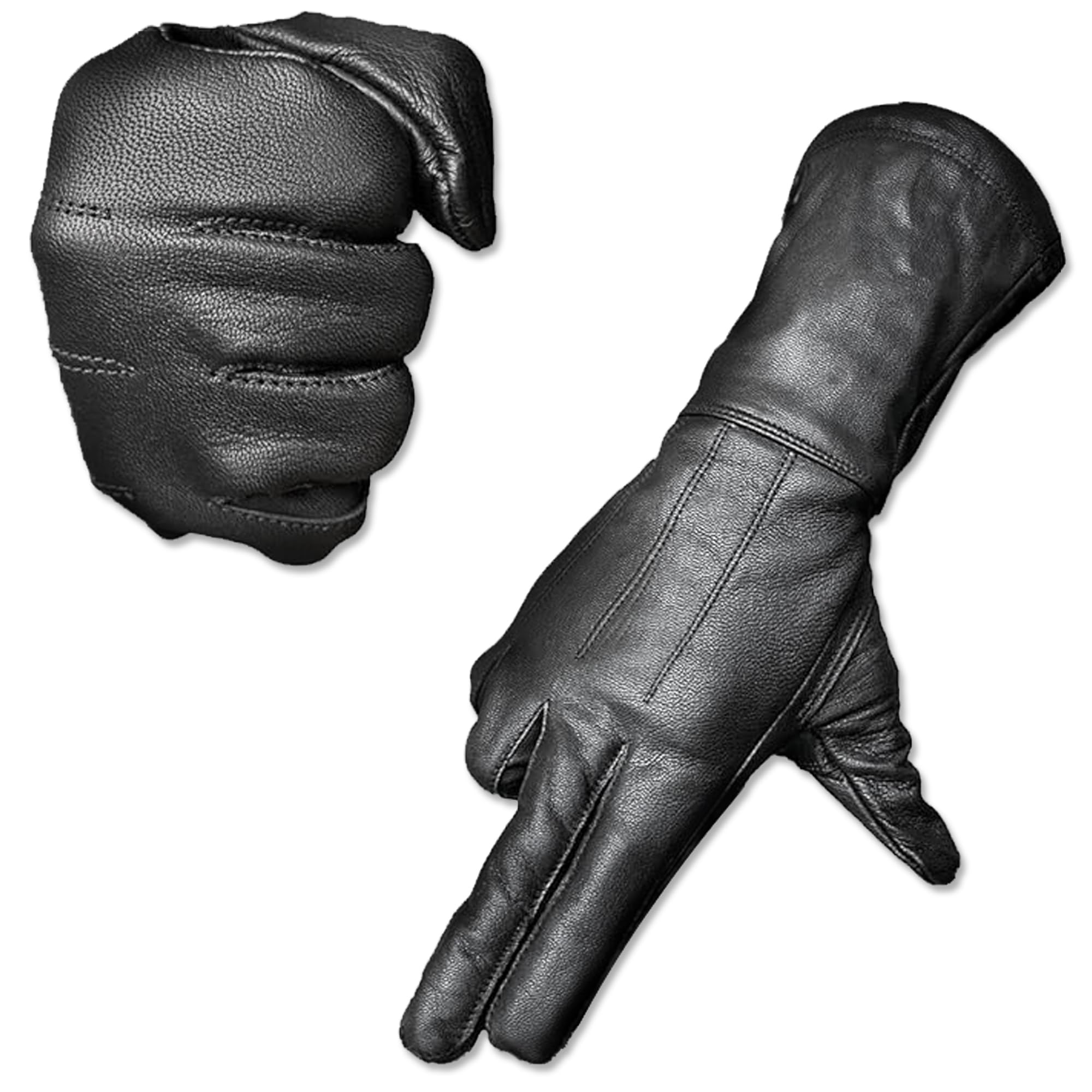 Hugger Windstopper Motorcycle Black Gauntlet Gloves Unlined Cold/Wind Resistant (Large)