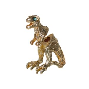 JGFinds Dinosaur 3D Earrings, T-Rex - 4 Sets, Bronze, Silver Tone, Gold Tone, Black, 1 1/2" length, Tyrannosaurus Rex Earrings With Rhinestone Eyes, Cute Animal Trex Dino