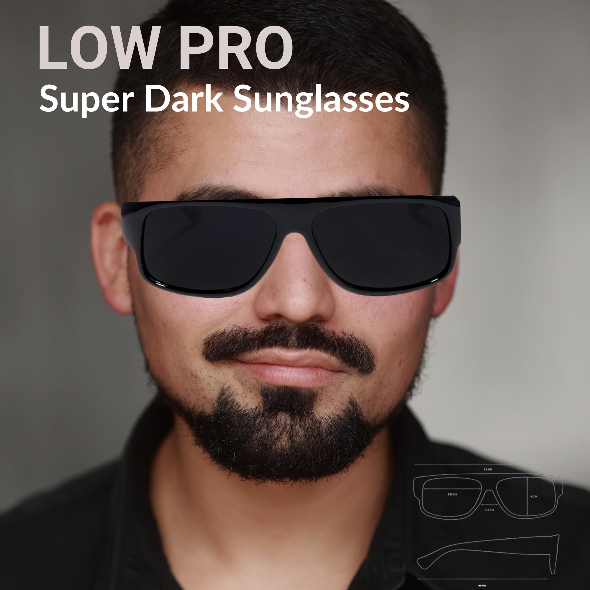 ShadyVEU Super Dark Sunglasses 100% UV Protection | Eazy E Lowrider Cholo Vintage Flat Top OG Biker Shades (Black)