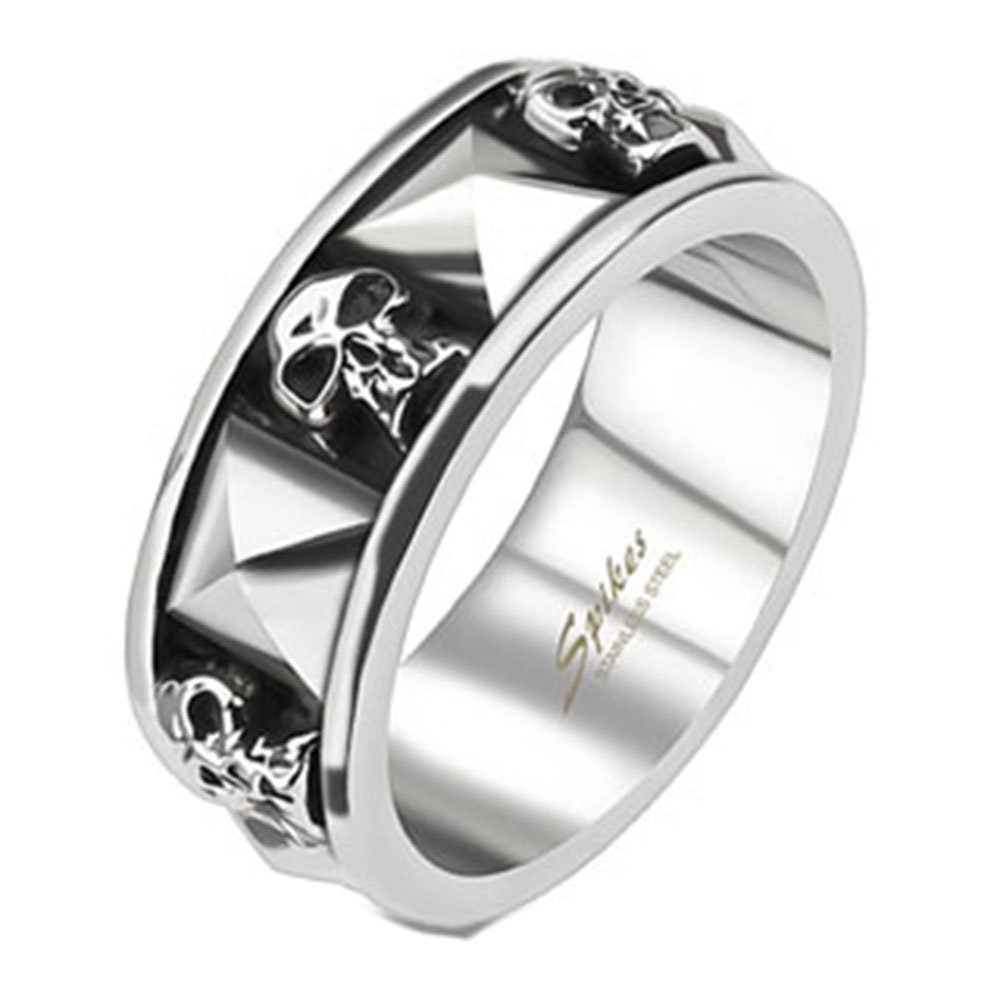 Blue Palm Jewelry - Rings Skull and Pyramid Combination Cast Band Ring Stainless Steel Band Ring R655 (13)