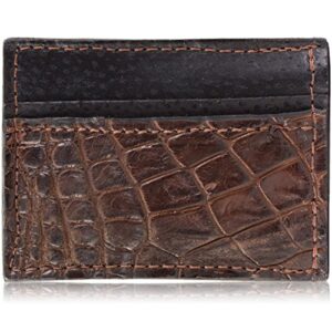 Brown Genuine Alligator Leather Magnetic Money Clip Wallet