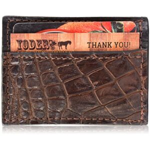 Brown Genuine Alligator Leather Magnetic Money Clip Wallet