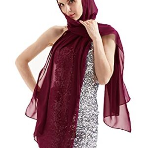 Alivila.Y Fashion Womens Chiffon Scarf Wrap Bridal Wedding Scarves Shawl for Bridesmaid-Burgundy Chiffon