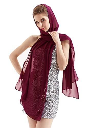 Alivila.Y Fashion Womens Chiffon Scarf Wrap Bridal Wedding Scarves Shawl for Bridesmaid-Burgundy Chiffon