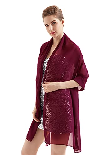 Alivila.Y Fashion Womens Chiffon Scarf Wrap Bridal Wedding Scarves Shawl for Bridesmaid-Burgundy Chiffon