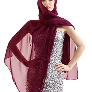 Alivila.Y Fashion Womens Chiffon Scarf Wrap Bridal Wedding Scarves Shawl for Bridesmaid-Burgundy Chiffon