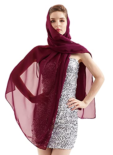 Alivila.Y Fashion Womens Chiffon Scarf Wrap Bridal Wedding Scarves Shawl for Bridesmaid-Burgundy Chiffon