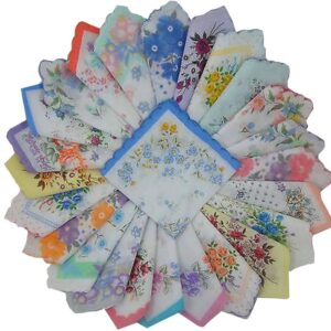 forlisea womens colorful ladies hankies 100% cotton handkerchief wendding hanky