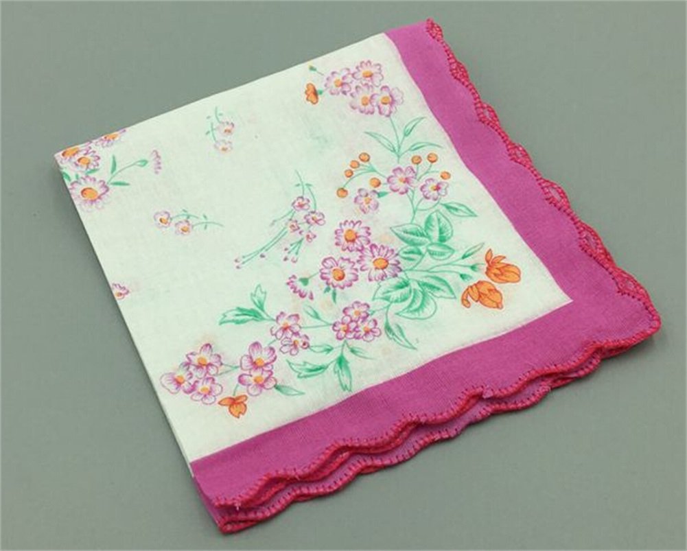 Forlisea Womens Colorful Ladies Hankies 100% Cotton Handkerchief Wendding Hanky