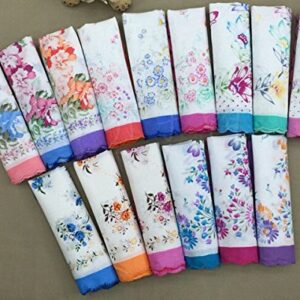 Forlisea Womens Colorful Ladies Hankies 100% Cotton Handkerchief Wendding Hanky