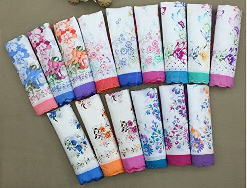 Forlisea Womens Colorful Ladies Hankies 100% Cotton Handkerchief Wendding Hanky