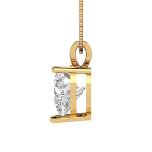 Clara Pucci 2 ct Brilliant Heart Cut Solitaire Clear Simulated Diamond 14k Yellow Gold Pendant with 16" Chain