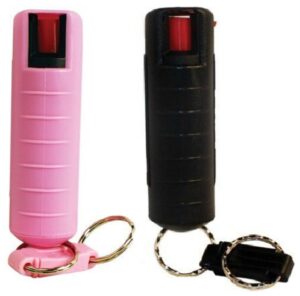 pepper shot pepper spray police strength compact case quick release key ring lot of 2 (1) pink (1) black