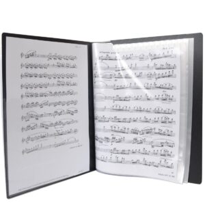 WOGOD Music Sheet File Paper Documents Storage Folder Holder Plastic.A4 Size,40 Pockets (Black)