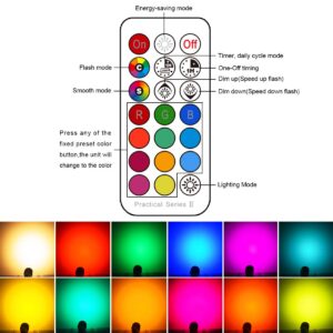 Yangcsl LED Color Changing RGB Light Bulb with Remote 40W Equivalent 400LM, 45° Beam Angle and Memory, E26 Mood Ambiance Lighting (6 Pack)