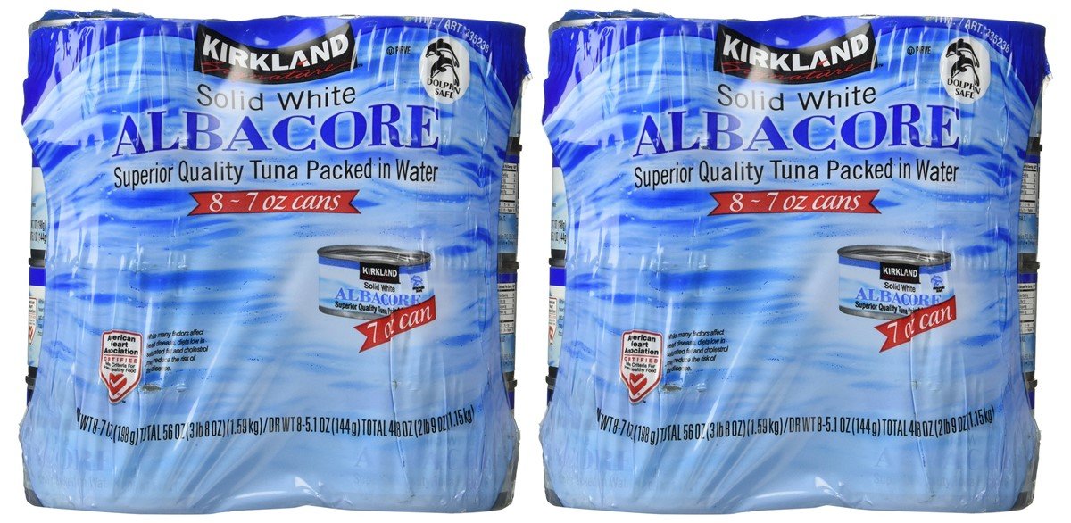 Kirkland Signature Albacore Solid White Tuna in Water, 7 Ounce (8 Pack) (2 Pack)