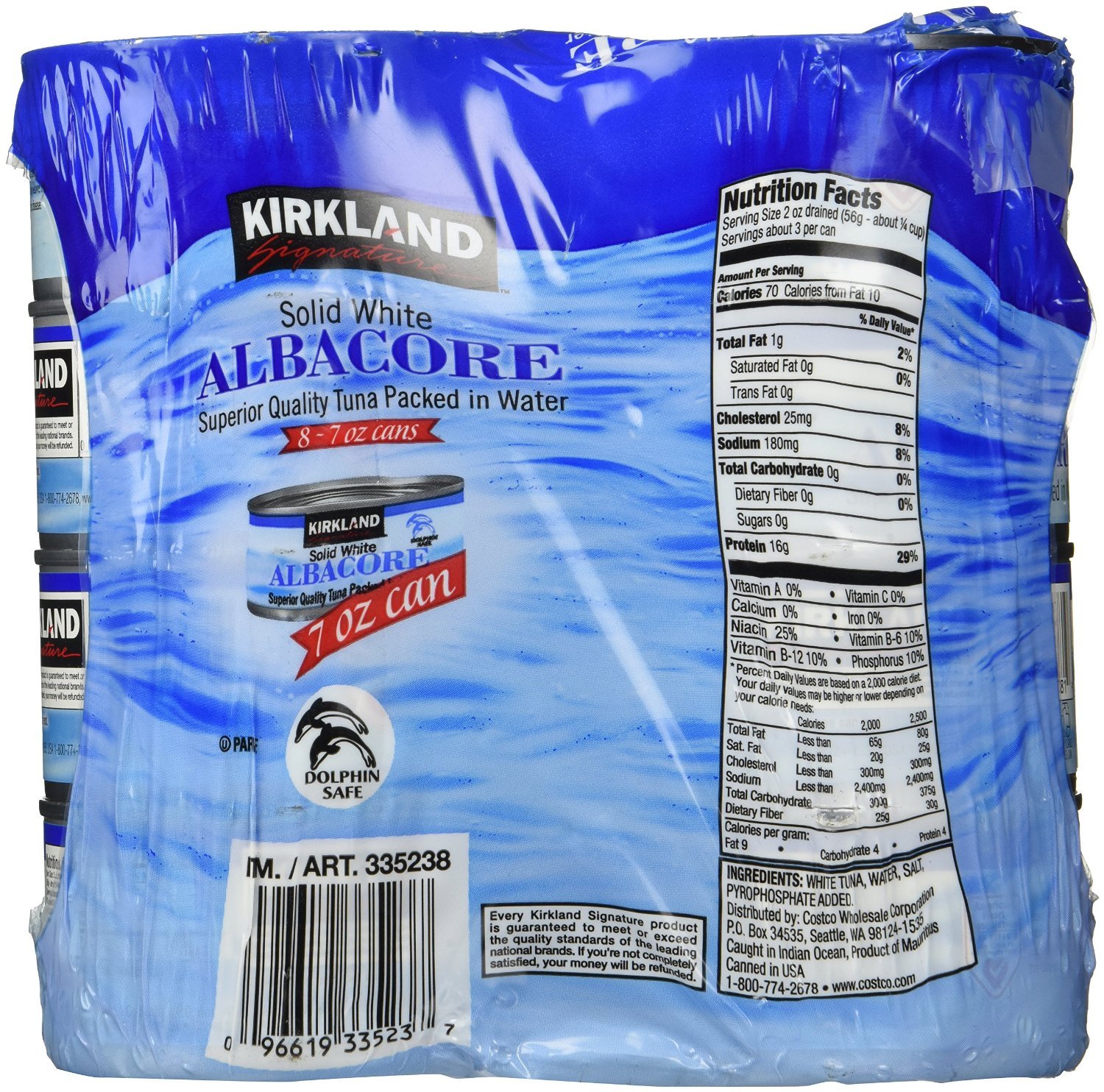 Kirkland Signature Albacore Solid White Tuna in Water, 7 Ounce (8 Pack) (2 Pack)