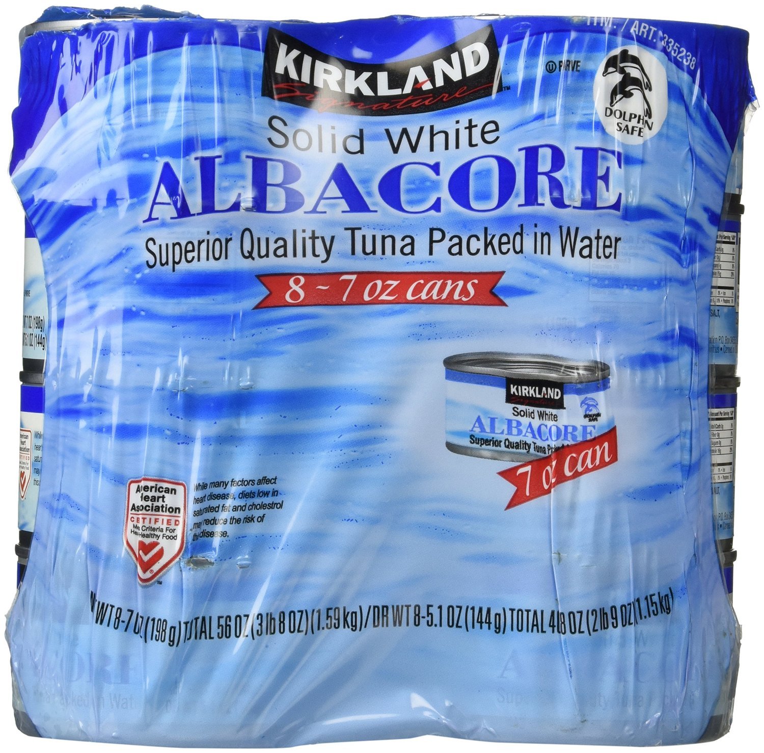 Kirkland Signature Albacore Solid White Tuna in Water, 7 Ounce (8 Pack) (2 Pack)