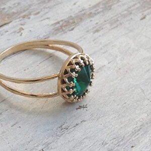 Emerald Ring Stacking Ring Emerald Jewelry Gold Ring