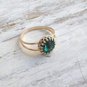 Emerald Ring Stacking Ring Emerald Jewelry Gold Ring