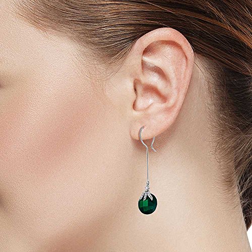 Gem Stone King 925 Sterling Silver Long Dangle Drop French Wire Earrings For Women (22.00 Cttw, Round Checkerboard 12MM)