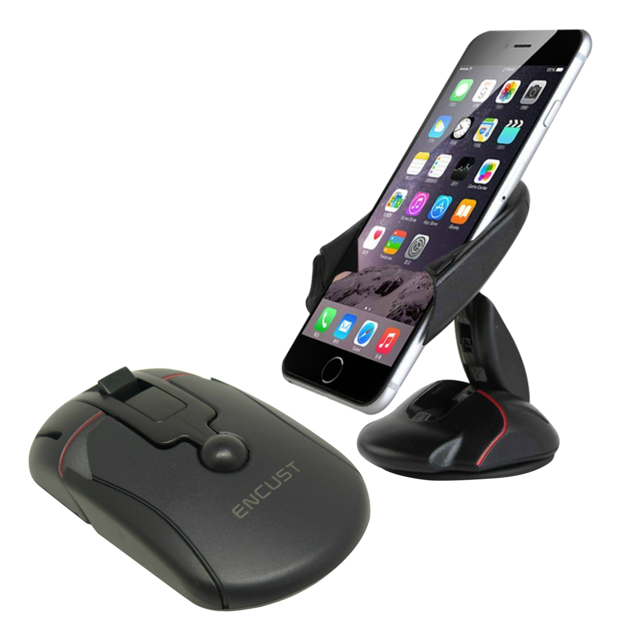 Encust Universal Dashboard Windshield One Touch Foldable Mouse Car Mount Phone Holder Cradle for iPhone 7 SE 6/6s Plus 5s/ 5c/5, Samsung Galaxy Edge S7, S6, S5 Other Cell Phones