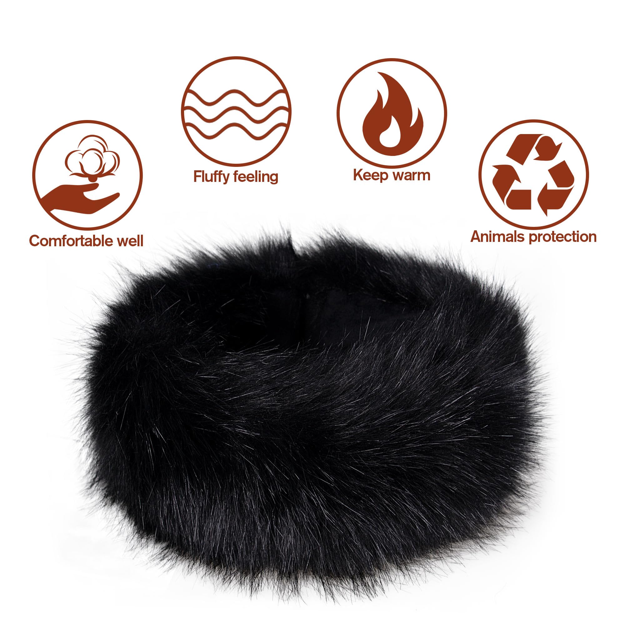 Dikoaina Womens Faux Fur Headband Winter Earwarmer Earmuff Ski Hat