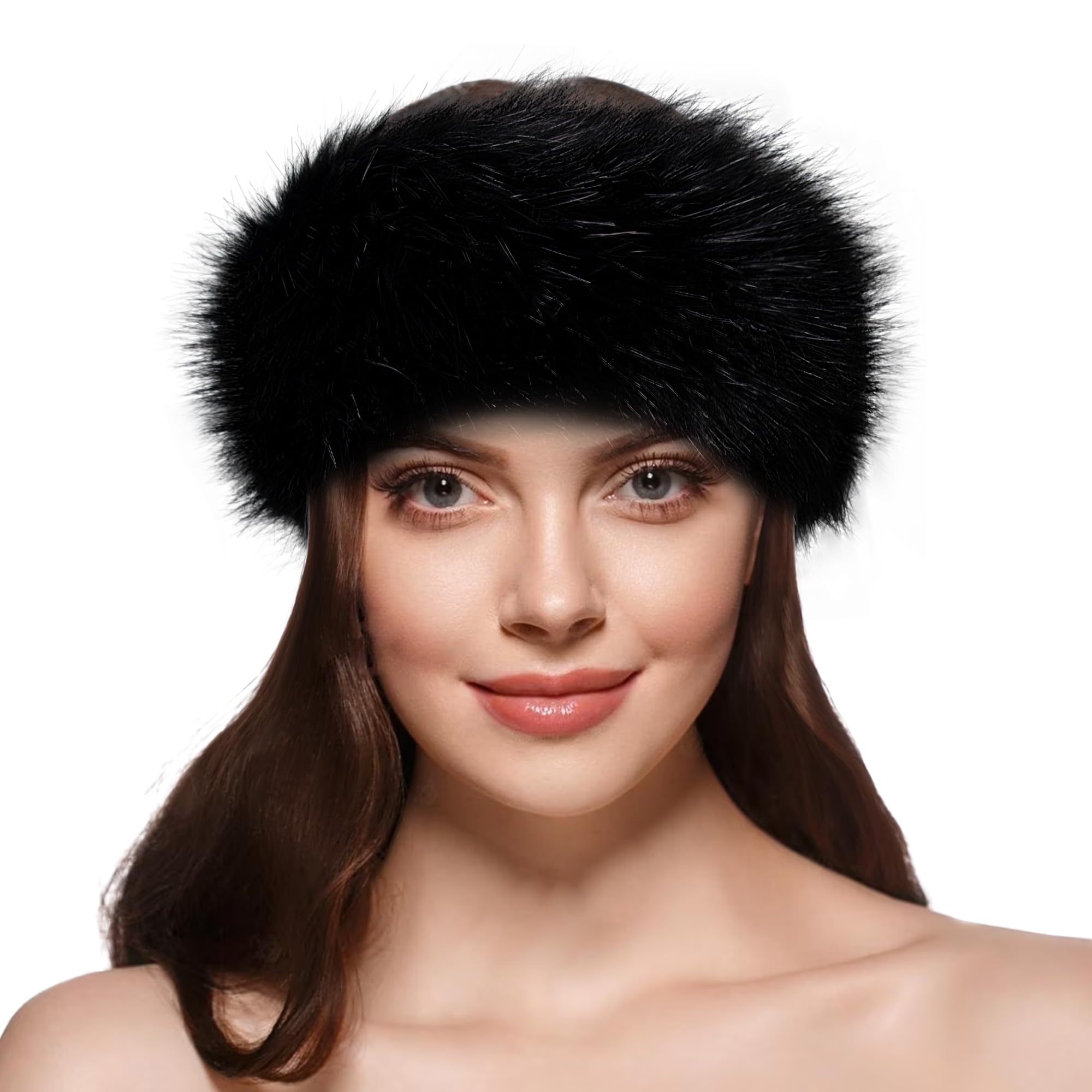 Dikoaina Womens Faux Fur Headband Winter Earwarmer Earmuff Ski Hat