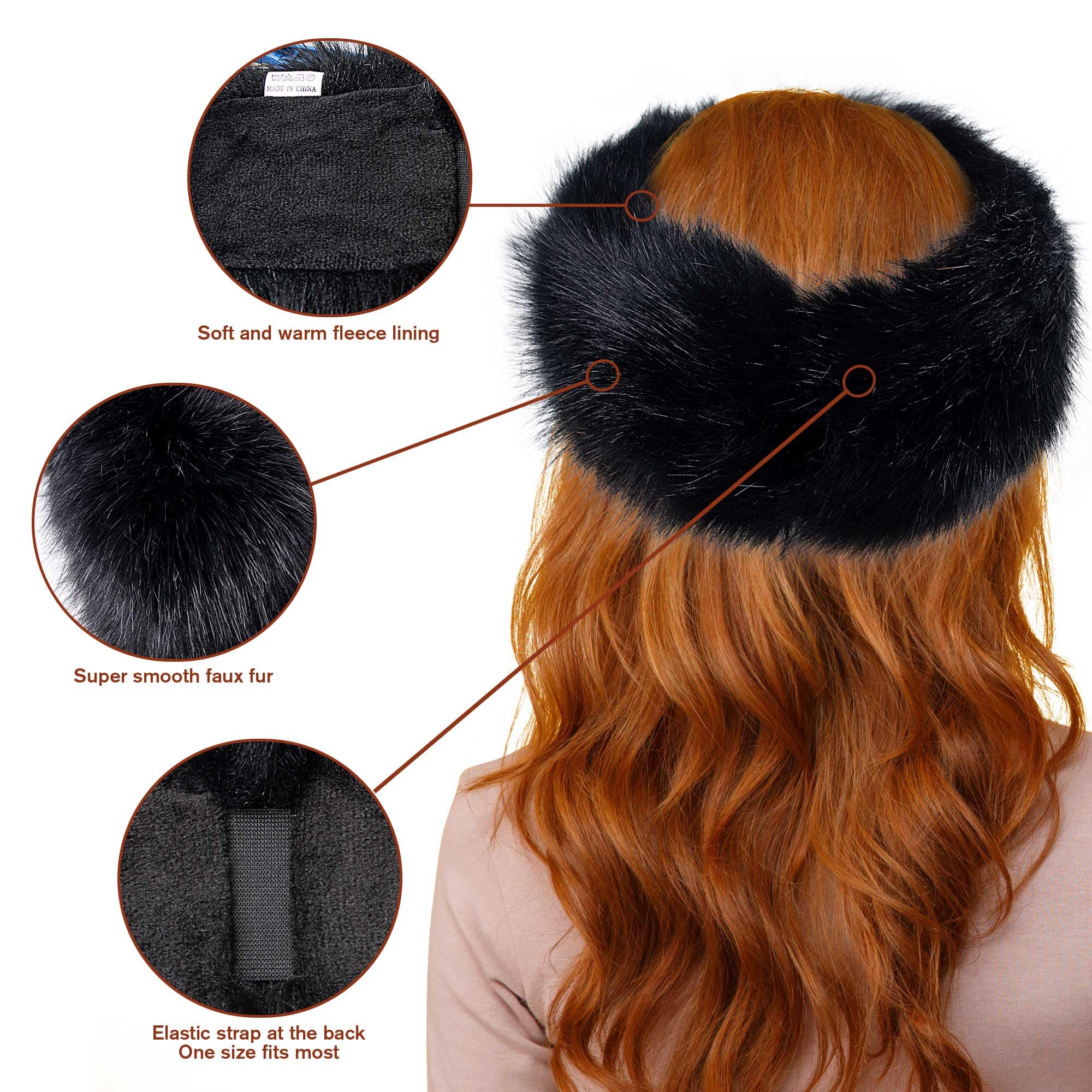 Dikoaina Womens Faux Fur Headband Winter Earwarmer Earmuff Ski Hat