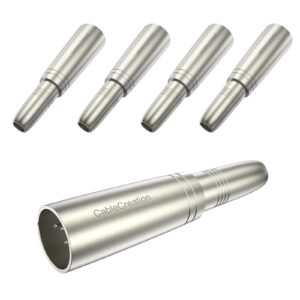 cablecreation [5-pack] xlr 3 pin male to 1/4" 6.35mm female jack socket audio adapter, silver