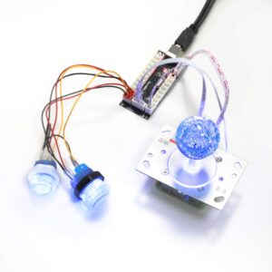 Dashtop LED Arcade DIY Parts 2X Zero Delay USB Encoder + 2X 2/4/8 Way LED Joystick + 20x LED Illuminated Push Buttons for Mame Windows System & Raspberry Pi Projece Arcade Project Red + Blue Kits