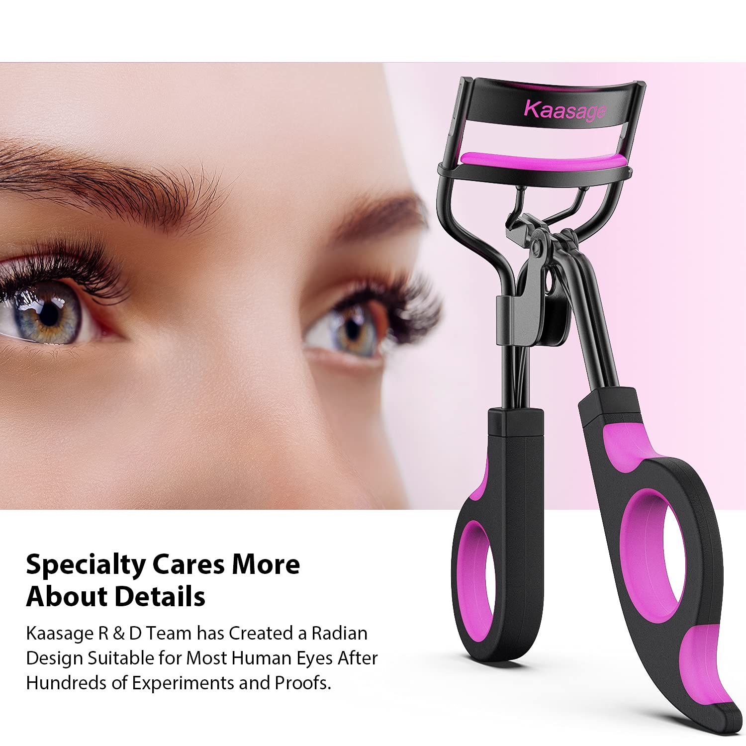 Kaasage Eyelash Curler with Pads - Lash Curler with 5 Extra Silicone Replacement Pads, Achieve Perfect Curls in 5 Seconds