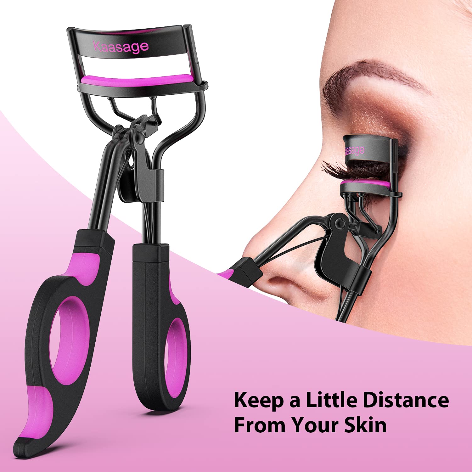 Kaasage Eyelash Curler with Pads - Lash Curler with 5 Extra Silicone Replacement Pads, Achieve Perfect Curls in 5 Seconds