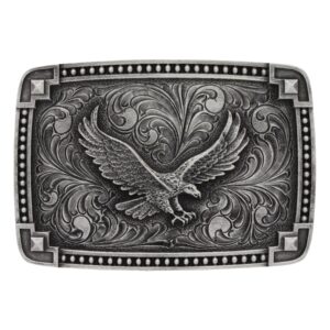 montana silversmiths soaring eagle collection attitude buckle (tied at the corners - antiqued silver)